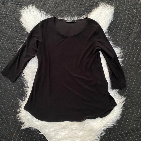 Sympli | Tops | Sympli Canada 34 Sleeve Side Slit Blouse Top Black ...